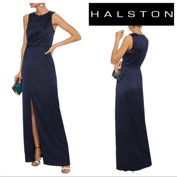 Halston Heritage | Dresses | Halston Wrapeffect Draped Hammeredsatin ...